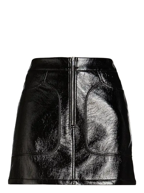 Maje Crinkled Vinyl Mini Skirt - Black