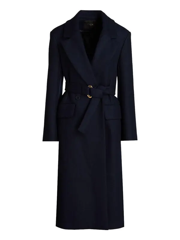 Maje Double-breasted Wool-blend Coat - Navy