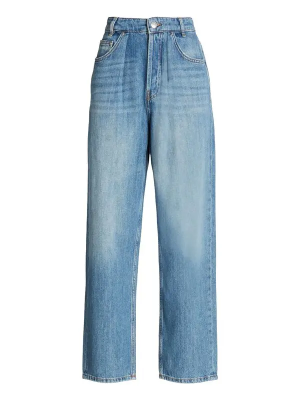 Maje Pleated High-rise Tapered Jeans - Mid Denim