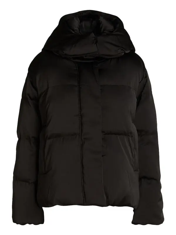 Maje Quilted Shell Hooded Jacket - Black