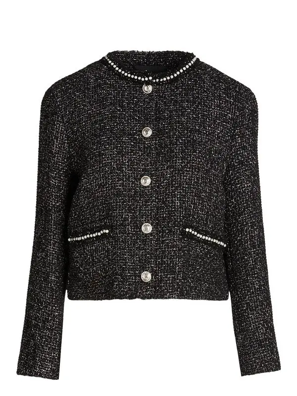 Maje Bead-embellished Metallic Tweed Jacket - Black
