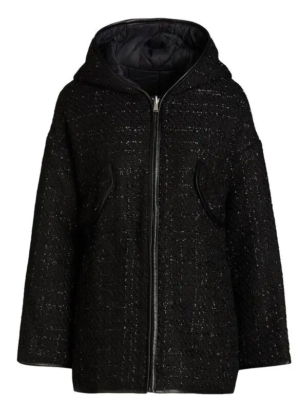 Maje Reversible Hooded Jacket - Black