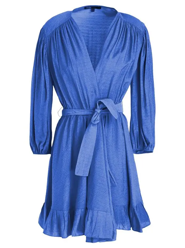 Maje Ruffled Jacquard Mini Wrap Dress - Blue