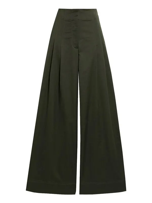 A.L.C. Bennett Wide-leg Sateen Pants - Forest Green
