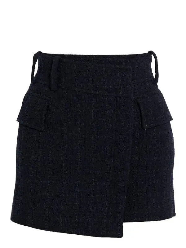 A.L.C. Cora Tweed Mini Wrap Skirt - Navy