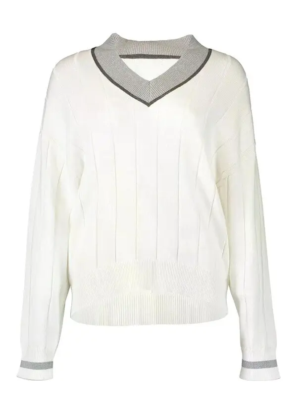Brunello Cucinelli Monili-trim Sweater - White
