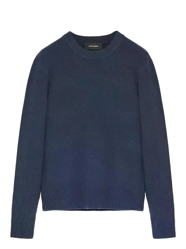 YVES SALOMON Crew Neck Knit Jumper - Blue