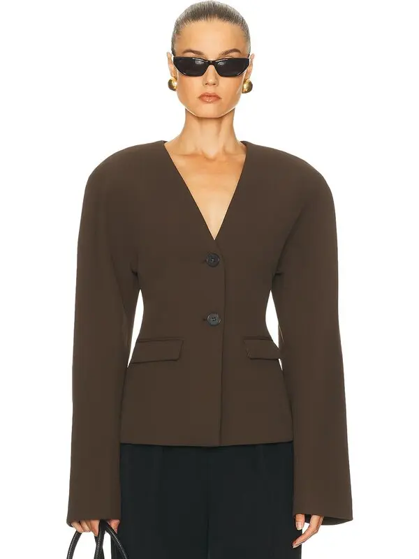 EAVES Gal Polished Crepe Blazer - Ganache