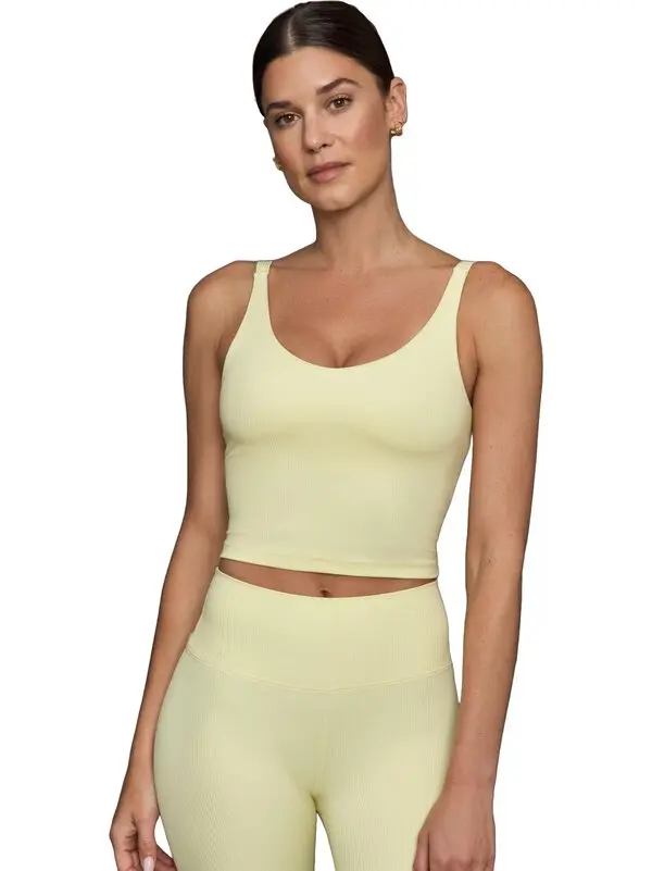 Carbon38 Ribbed Melt V-neck Tank - Pastel Yellow