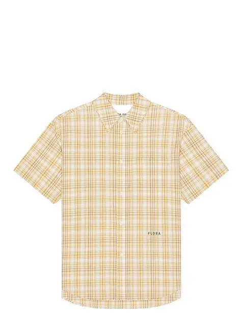 AFTER PRAY Madras Check Short Sleeve Shirt - Yellow
