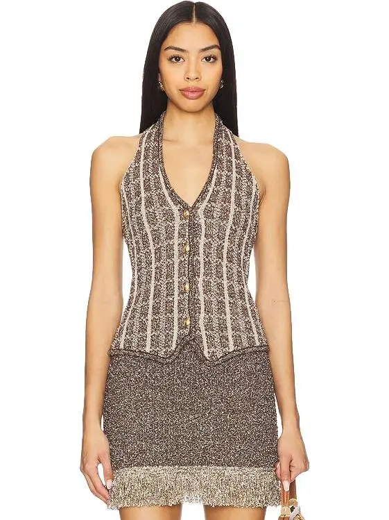 ASTA RESORT Bianca Vest - Tobacco Sequin