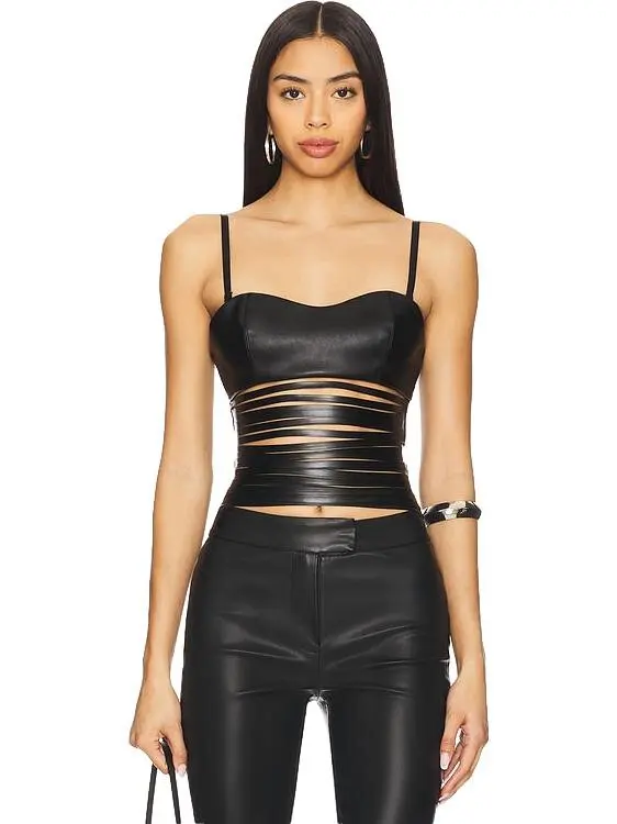 NIIHAI Leather Lazer Top - Black