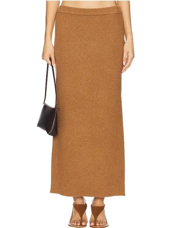 SEROYA Knit Maxi Skirt - Camel