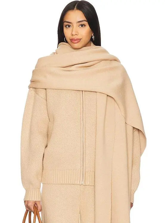 SEROYA Avalon Knit Jacket With Scarf - Tan