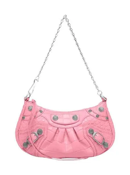 Balenciaga Le Cagole Mini Bag With Chain Crocodile Embossed - Pink