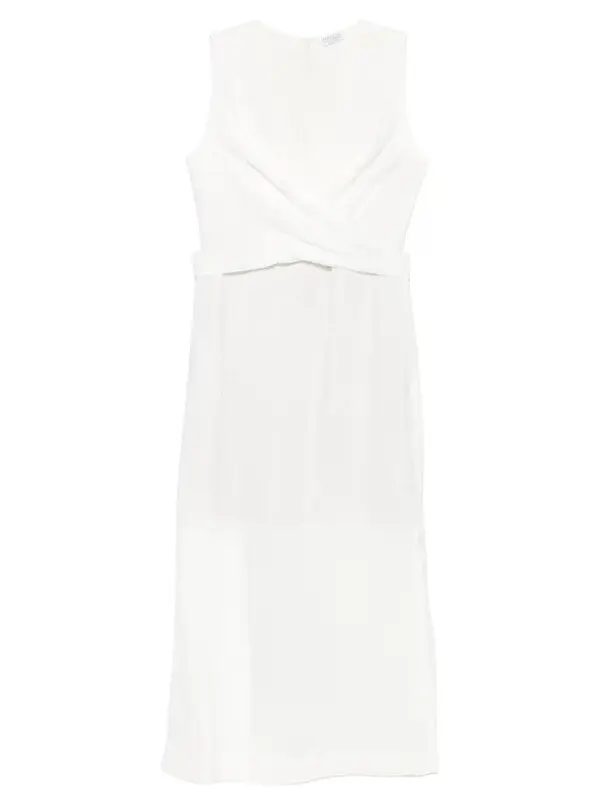 Brunello Cucinelli Twill Wrap Midi Dress - White