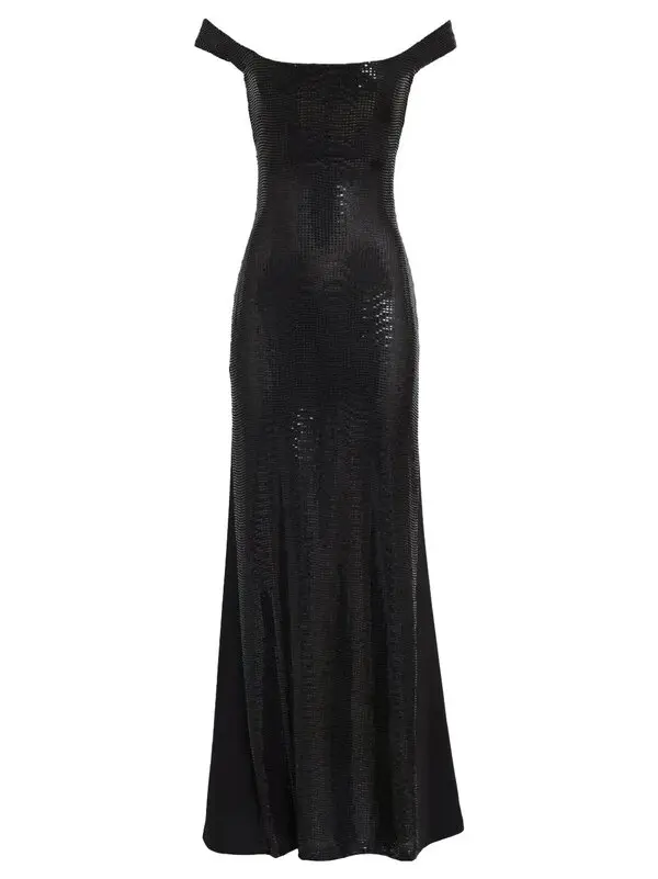 GLORIA COELHO Mesh Maxi Dress - Black