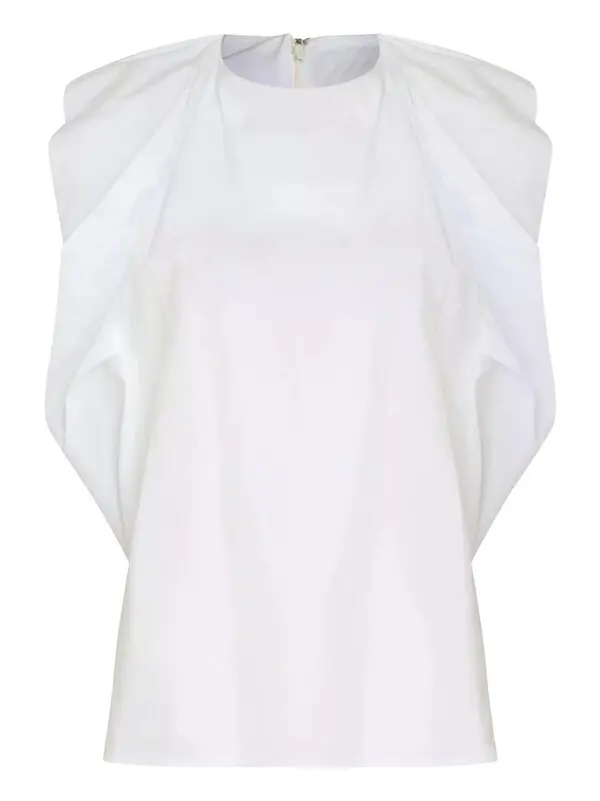 GLORIA COELHO Pleated Sleeveless Blouse - White