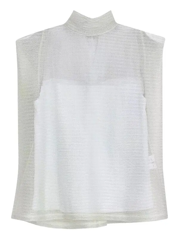 GLORIA COELHO Metallic Mesh Top - Grey