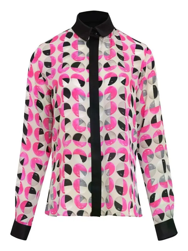 GLORIA COELHO Graphic-print Silk Shirt - Pink