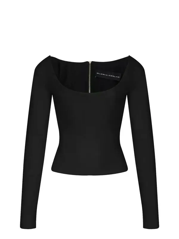 GLORIA COELHO Scoop-neck Top - Black