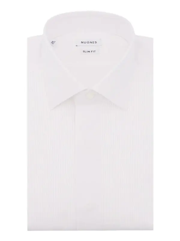 NUGNES 1920 Slim Fit Cotton Shirt With Plastron - White
