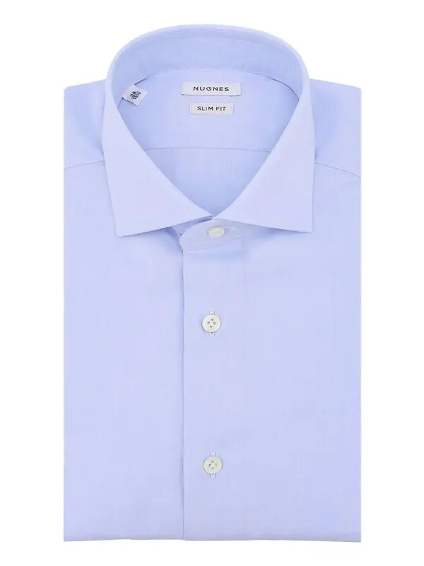 NUGNES 1920 Slim Fit Cotton Shirt - Blue
