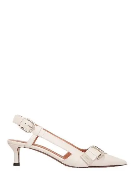 Maje Double Buckle Slingback Pumps - White