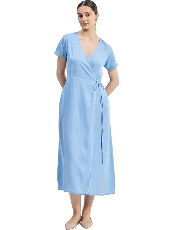 REISTOR Maxi Wrap Dress - Blue