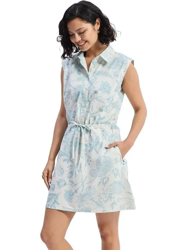 REISTOR Drawstring Shirt Dress - Floral