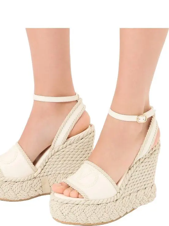Valentino Garavani Vlogo Torchon Wedge Sandal - Natural