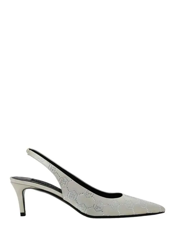 Philipp Plein 55mm Rhinestone Monogram Slingback Pumps - Neutrals