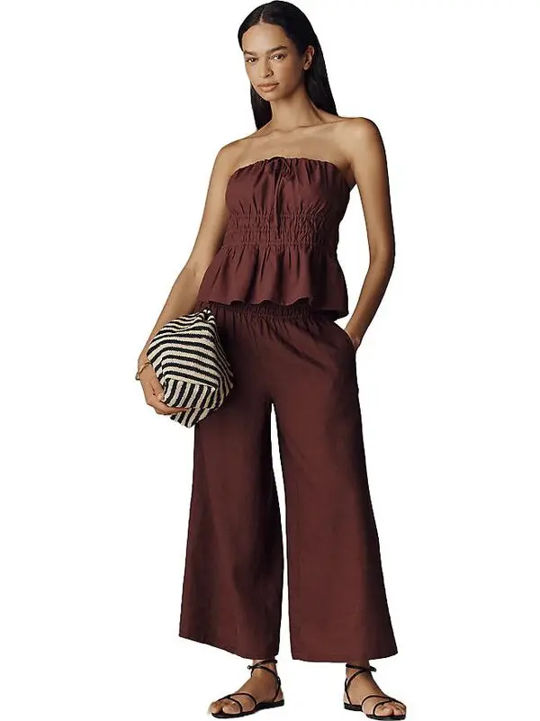 THE SOMERSET COLLECTION BY ANTHROPOLOGIE The Somerset Linen Pull-on Pants - Brownstone