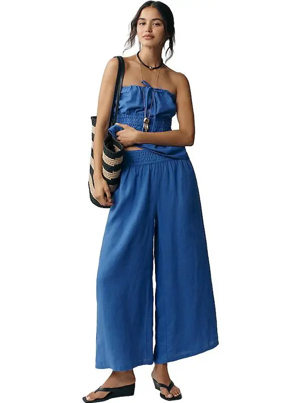 THE SOMERSET COLLECTION BY ANTHROPOLOGIE The Somerset Collection Linen Pull-on Pants - Sapphire