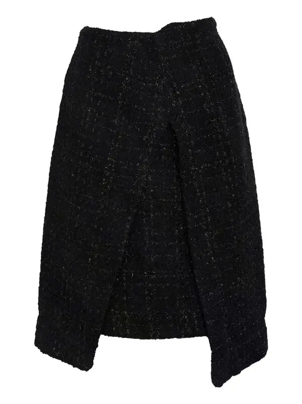 GLORIA COELHO Inverted-pleat Tweed Skirt - Black