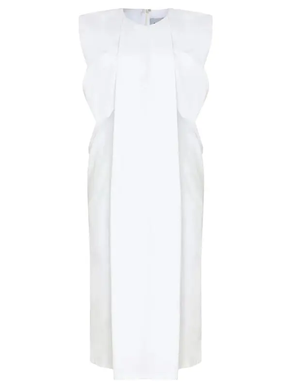 GLORIA COELHO Gathered-detailed Midi Dress - White