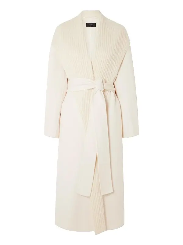 JOSEPH Rica Belted Cashmere And Wool-blend Coat - Ivory