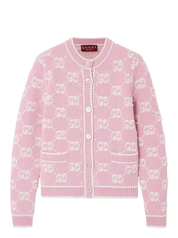 Gucci Wool Bouclé-jacquard Cardigan - Pink