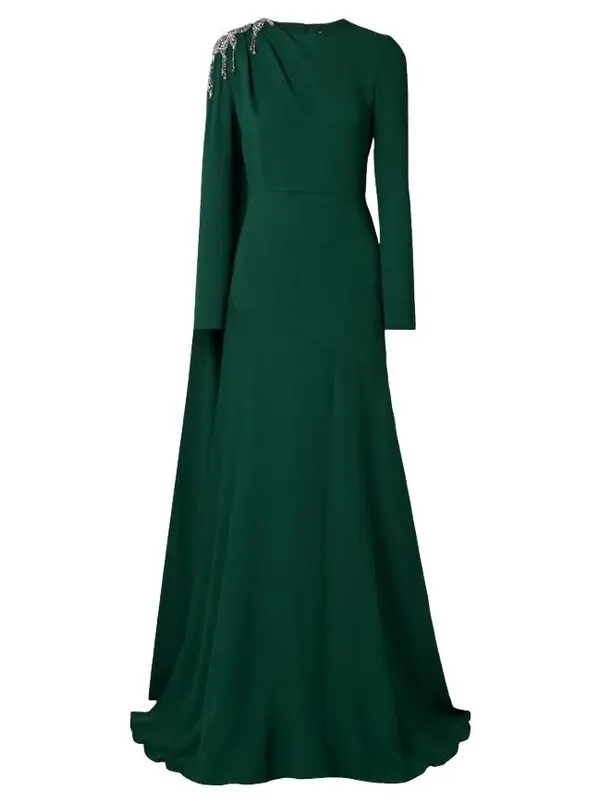 Erdem Crystal-embellished Crepe Gown - Green