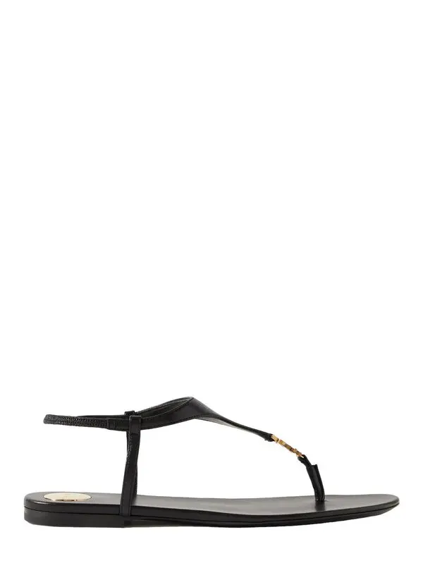 Saint Laurent Cassandra Leather Sandals - Black