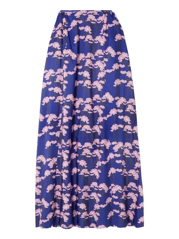Bernadette Elle Floral-print Taffeta Maxi Skirt - Blue