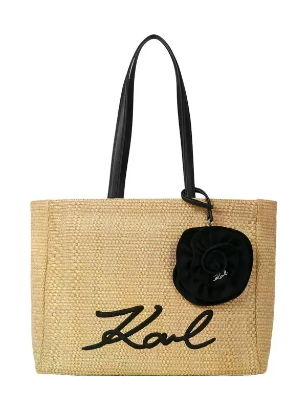 Karl Lagerfeld Signature Flower-appliqué Tote Bag - Neutrals