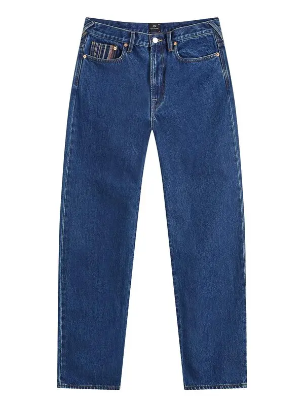 Paul Smith Relaxed Fit Embroidered Stripe Denim Jeans - Blue