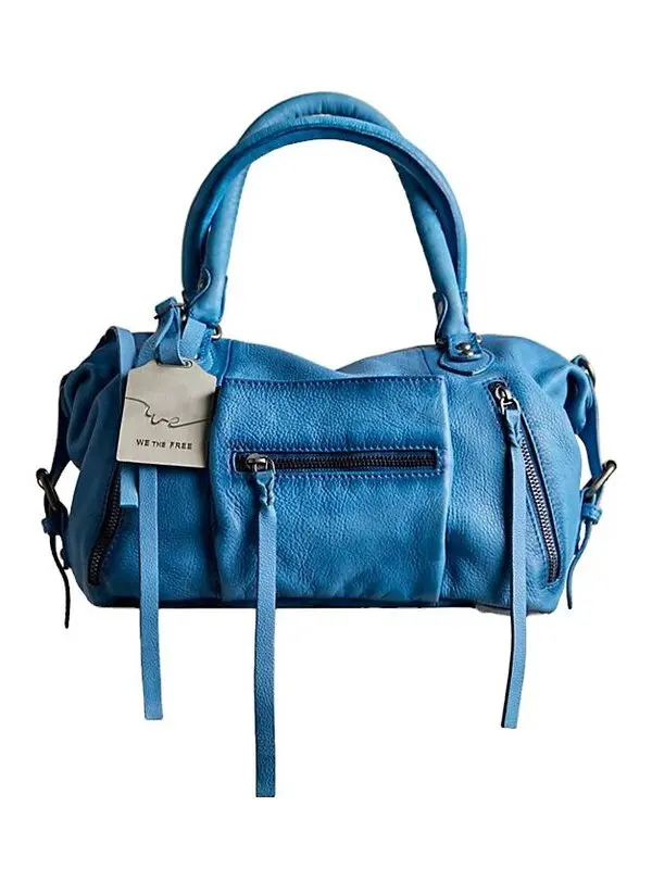 Free People We The Free Baby Emerson Leather Tote Bag - Santorini Blue