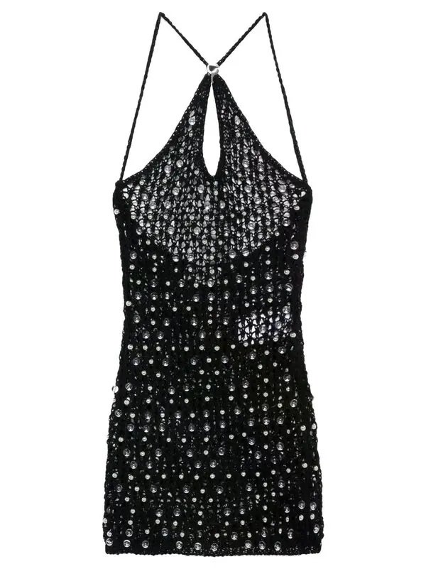 Coperni Beaded Knitted Mini Dress - Black