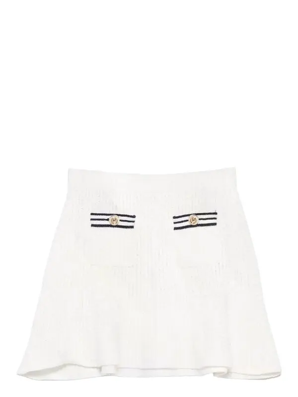 SELF-PORTRAIT Textured Knitted Mini Skirt - White