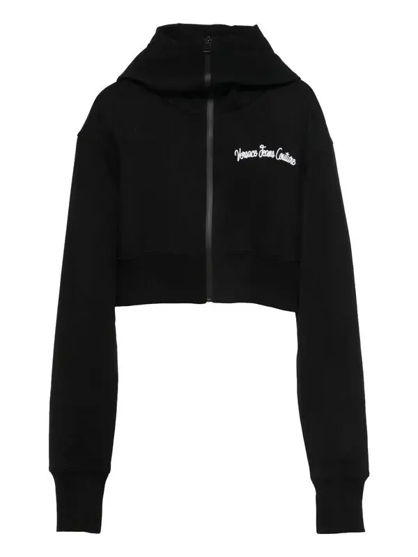 Versace Cropped Zip-up Hoodie - Black