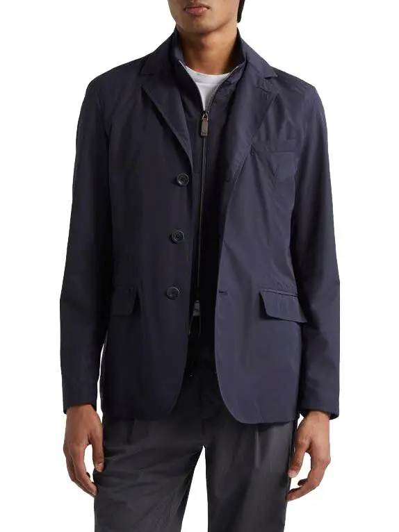 Herno Byron Blazer With Removable Bib - Navy