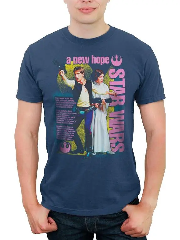 STAR WARS: A NEW HOPE Pink Han And Leia Poster Short Sleeve Graphic T-shirt - Midnight