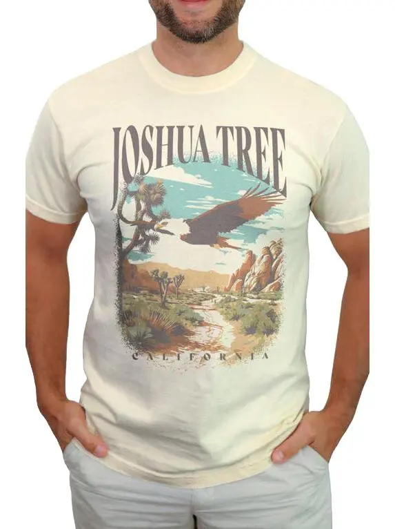 LOST GODS Retro Joshua Tree Eagle Scene Short Sleeve Graphic T-shirt - Ivory